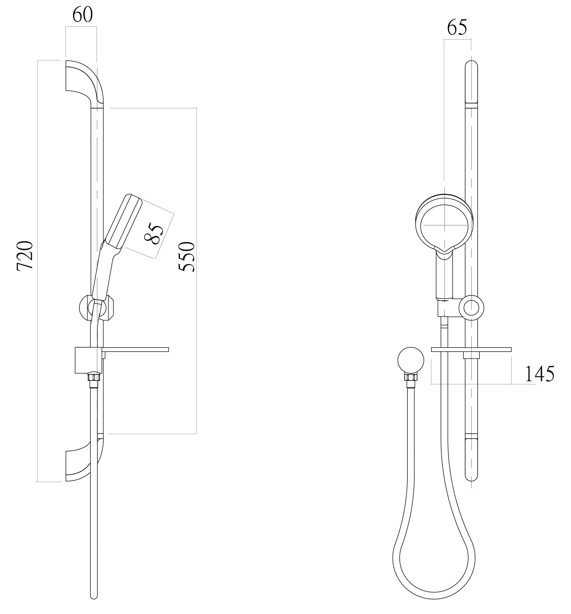 Sonata Rail Shower (Chrome) | Online Bathroomware